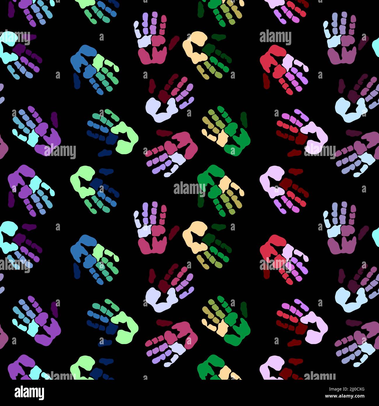 Handprint seamless team work pattern for school and fabrics and kids and hobbies and wrapping ...