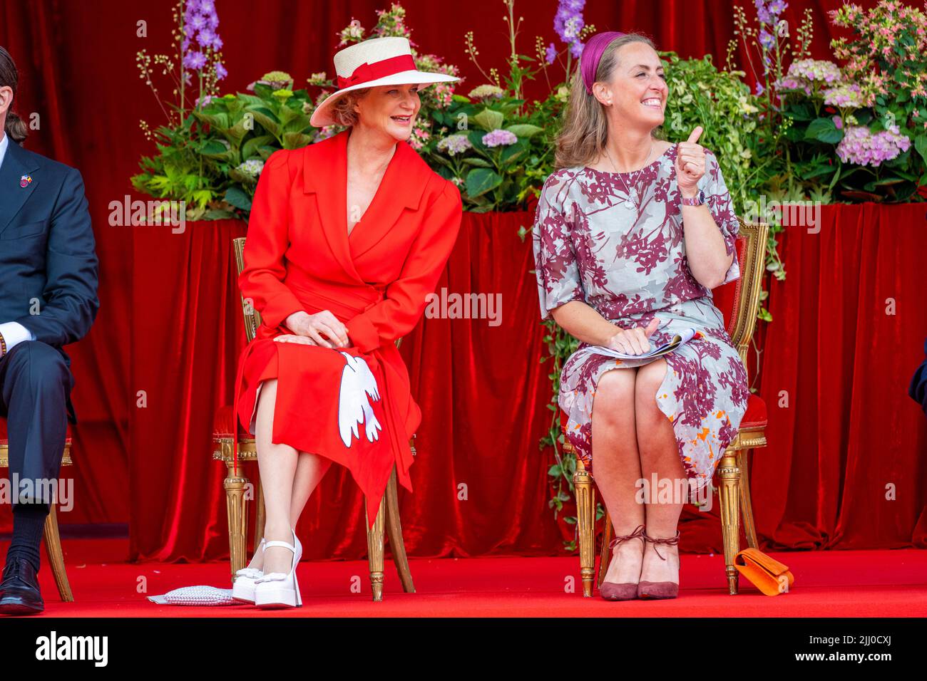 Princess Claire and Princess Delphine of Belgium attending National Day ...