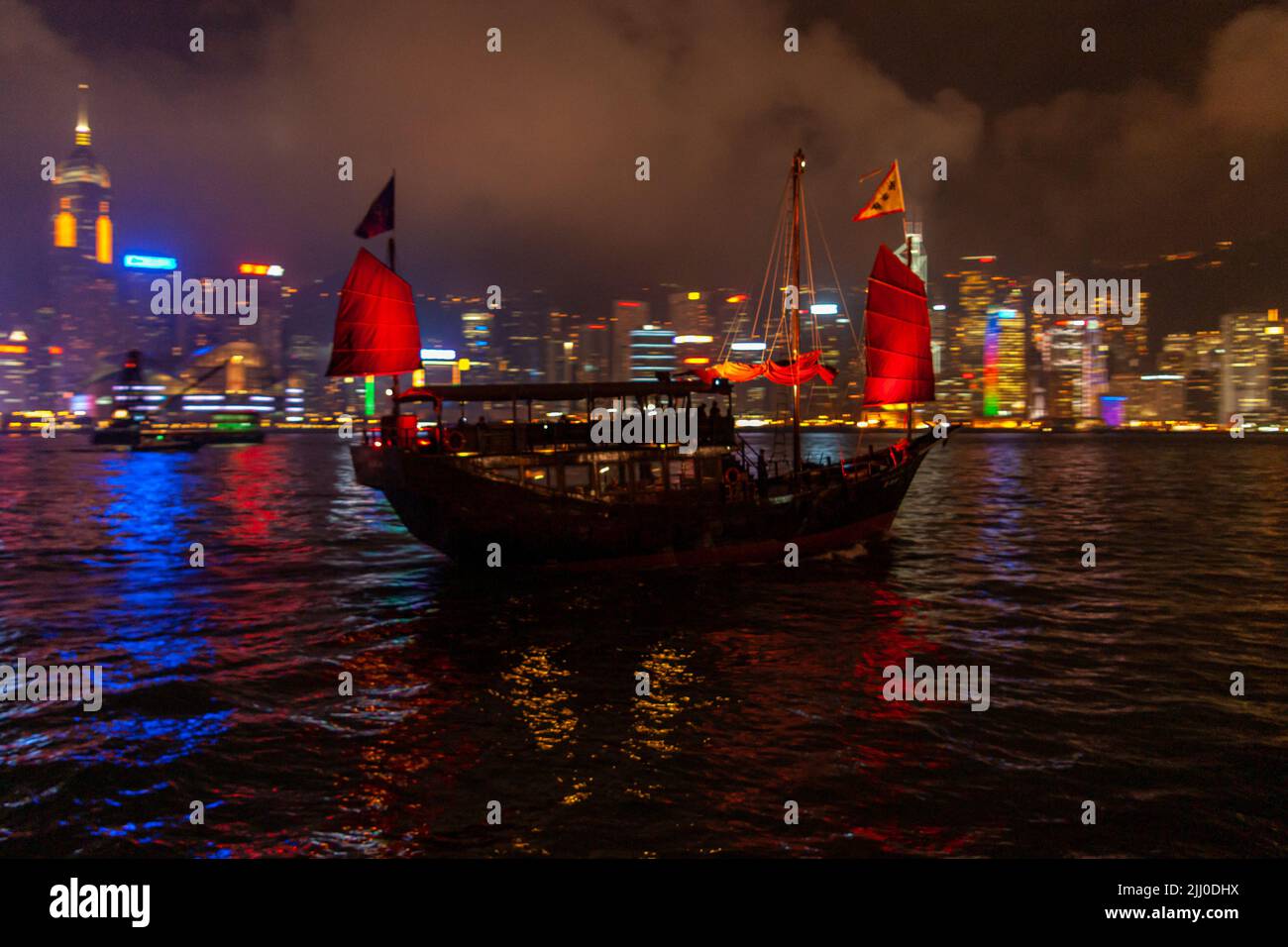 Night Junk in Hong Kong Stock Photo - Alamy