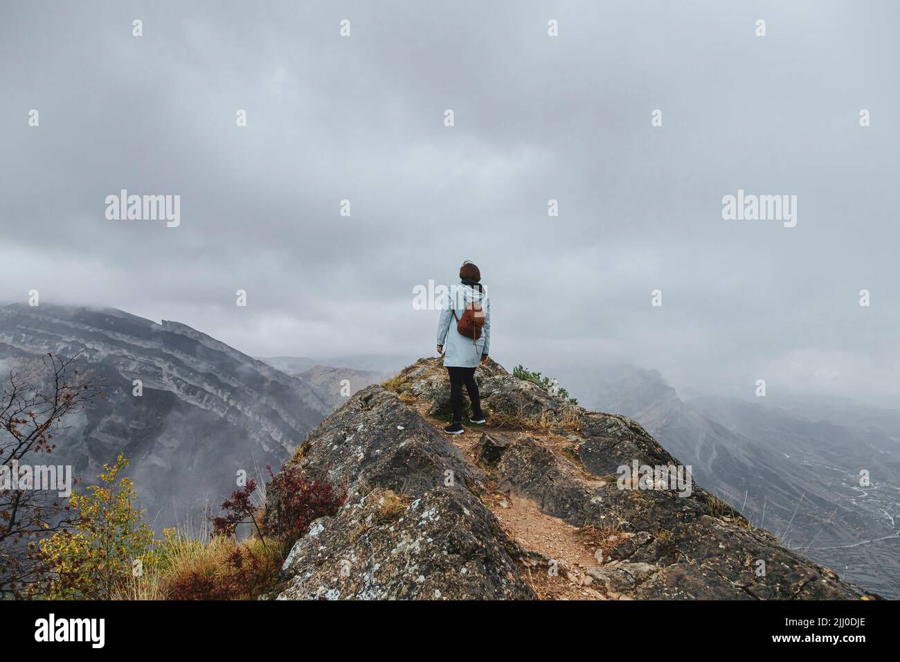 Female hiker in Mountain View point Stock Photo - Alamy