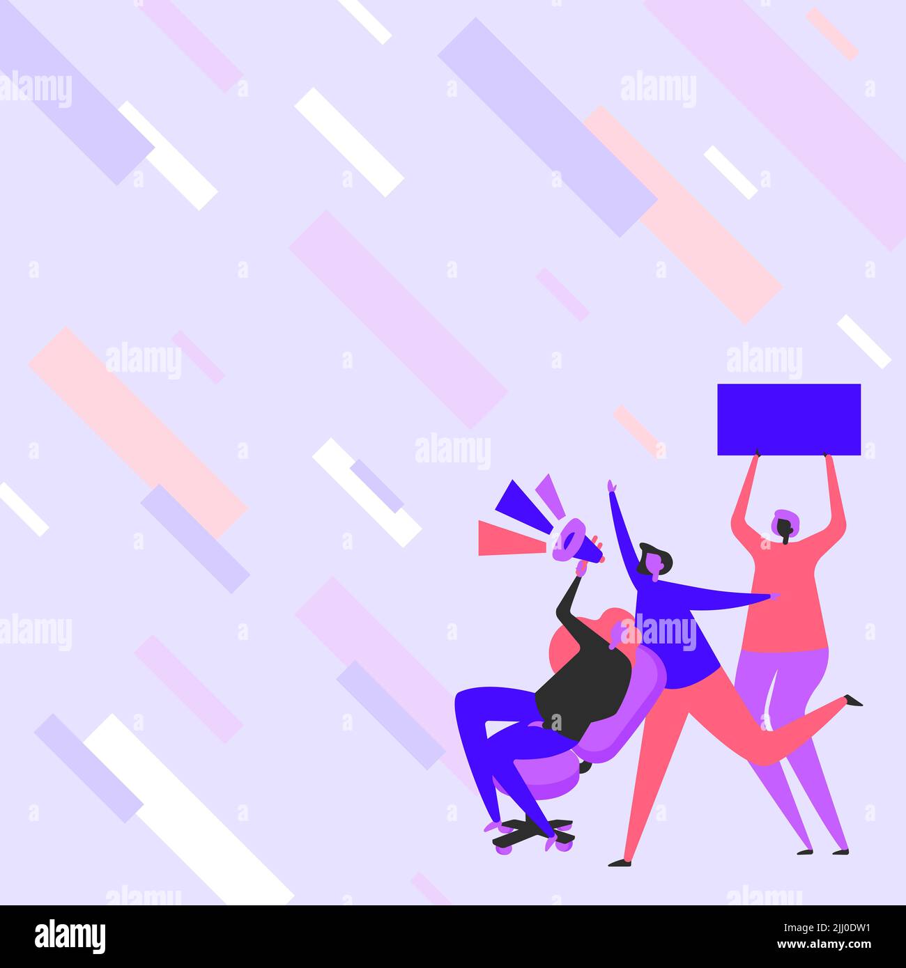 A group of cartoon people characters holding a demonstration with ...