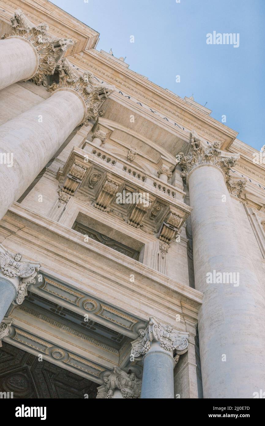 An upwards view of a tall marble building in the Vatican, Italy Stock ...