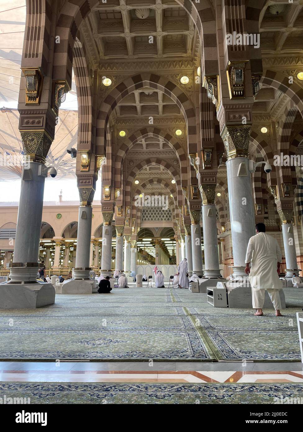 A vertical shot of the architecture of The Prophet's Mosque in Madina ...