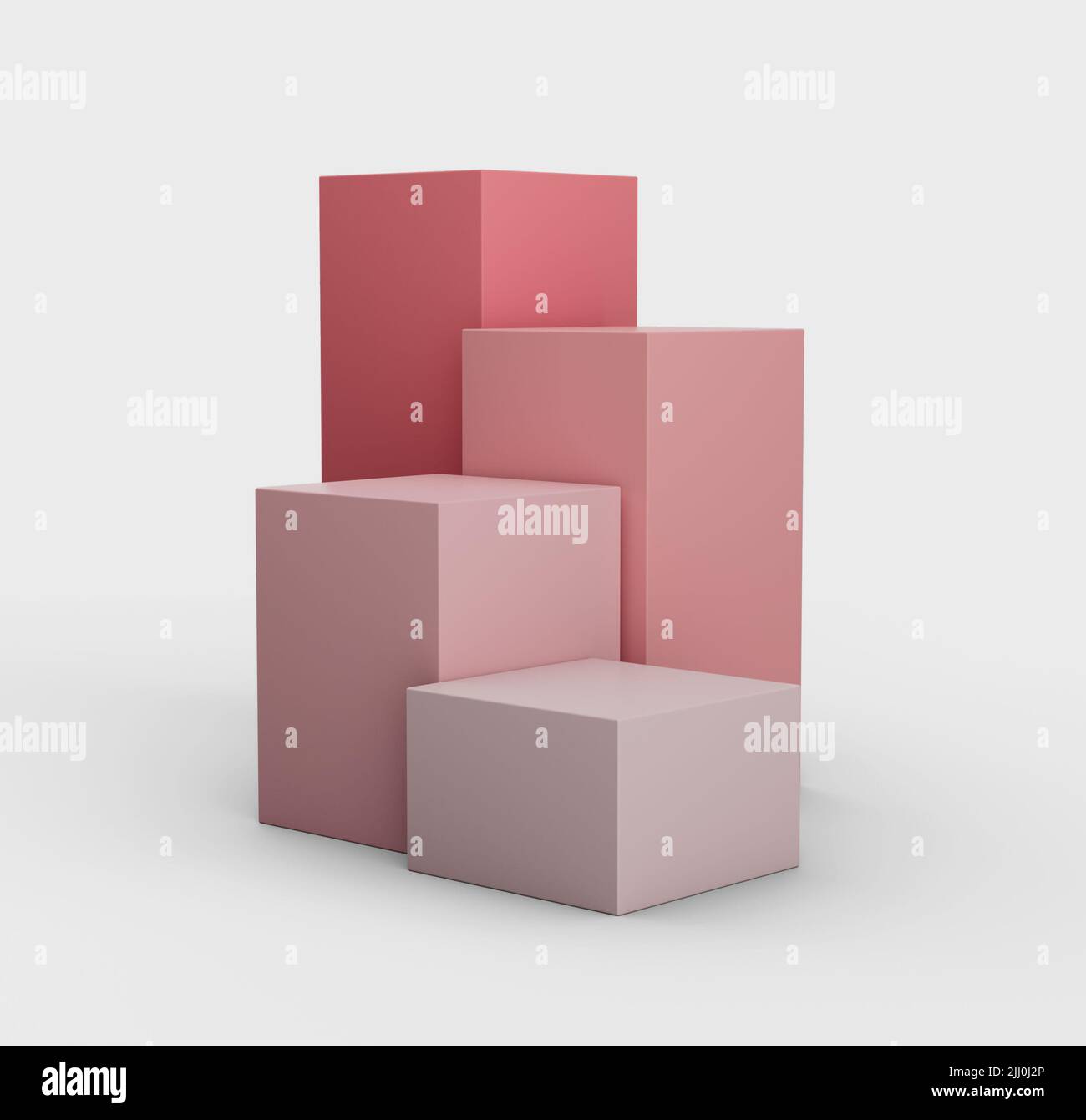 A 3d illustration of minimalist pink cubes and stands on the white ...