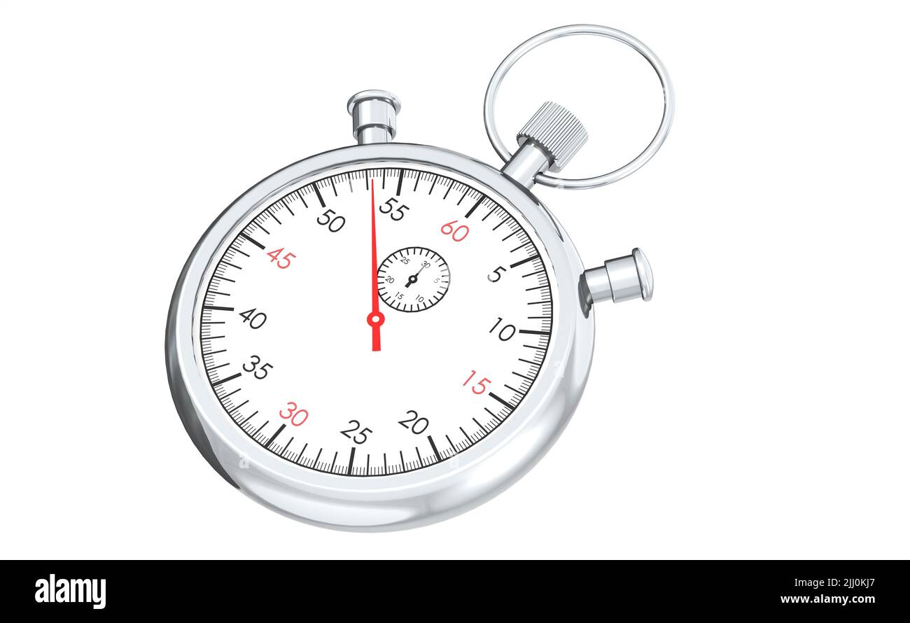 Metal stopwatch isolated on white background, 3d rendering Stock Photo ...