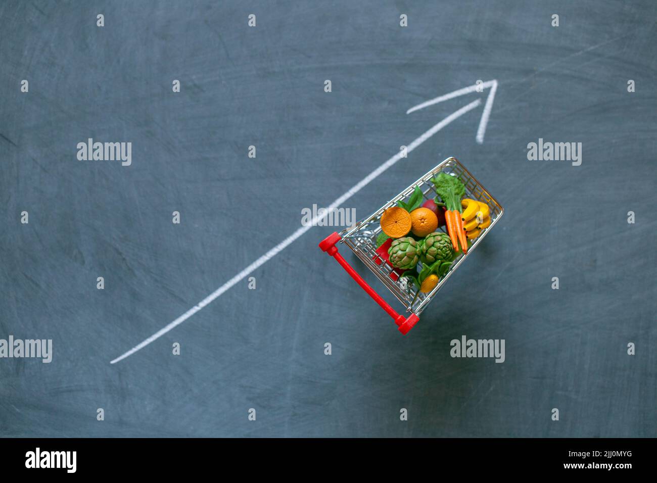 Rising food prices.Rise in the price of the grocery basket.Decorative ...
