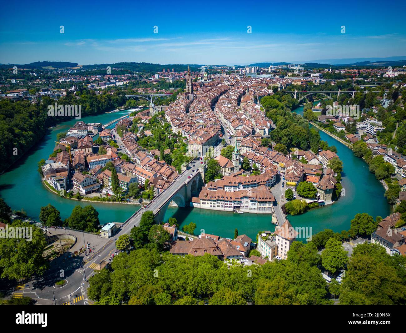 City of Bern in Switzerland from above - the capital city aerial view ...