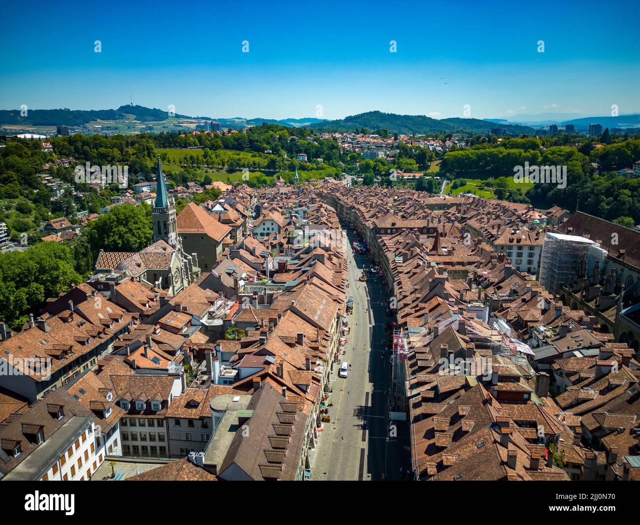 The historic buildings in the city center of Bern Switzerland - aerial ...