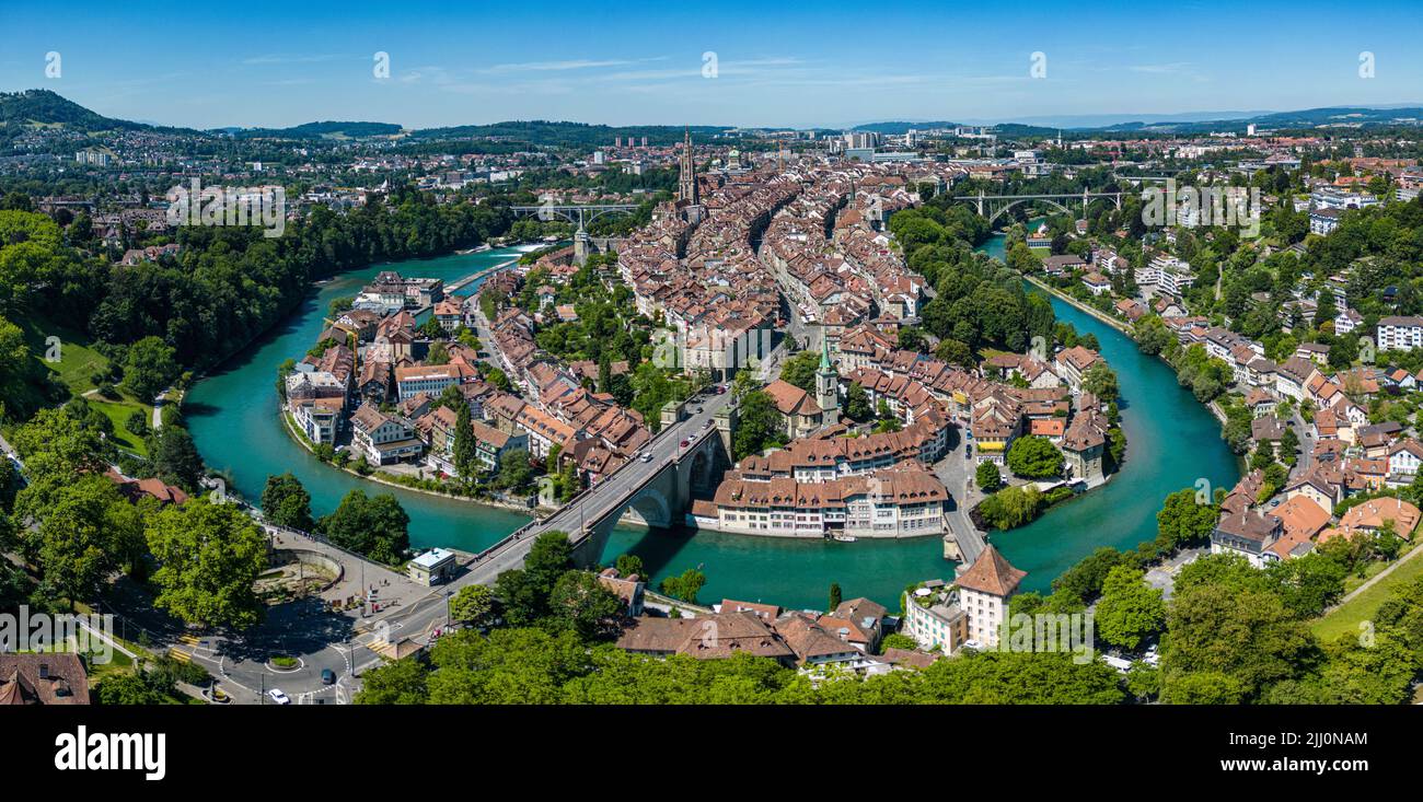 City of Bern in Switzerland from above - the capital city aerial view ...