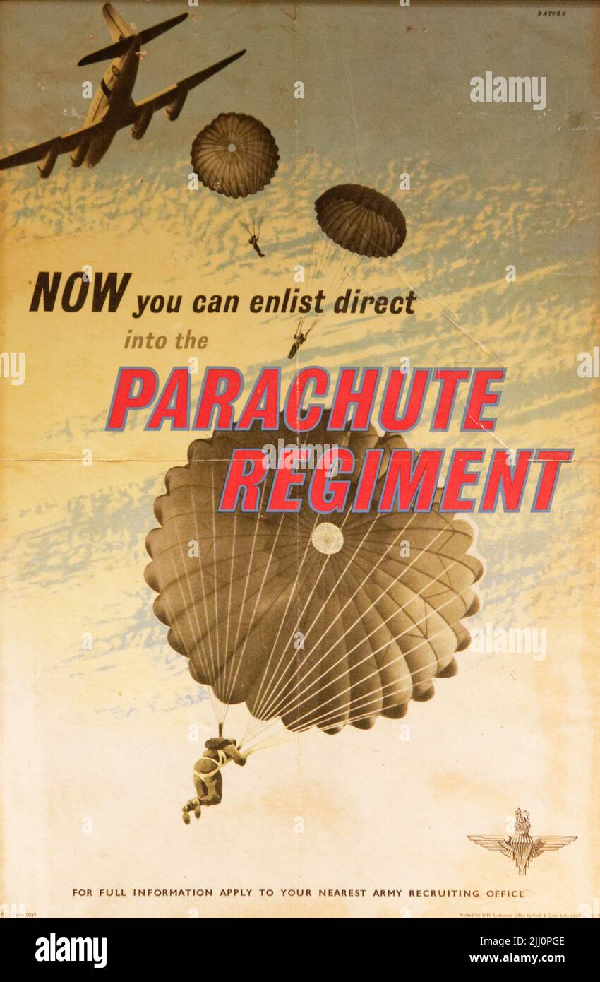 A British army recruitment poster for the Parachute Regiment (also ...