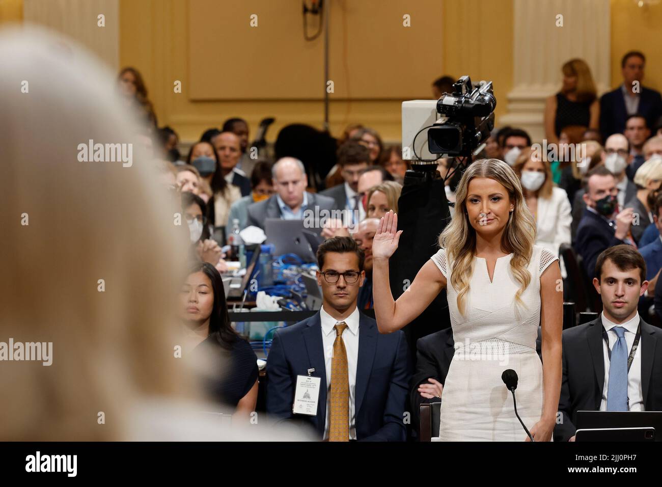 WASHINGTON, DC - JULY 21: Sarah Matthews (R), former deputy White House ...