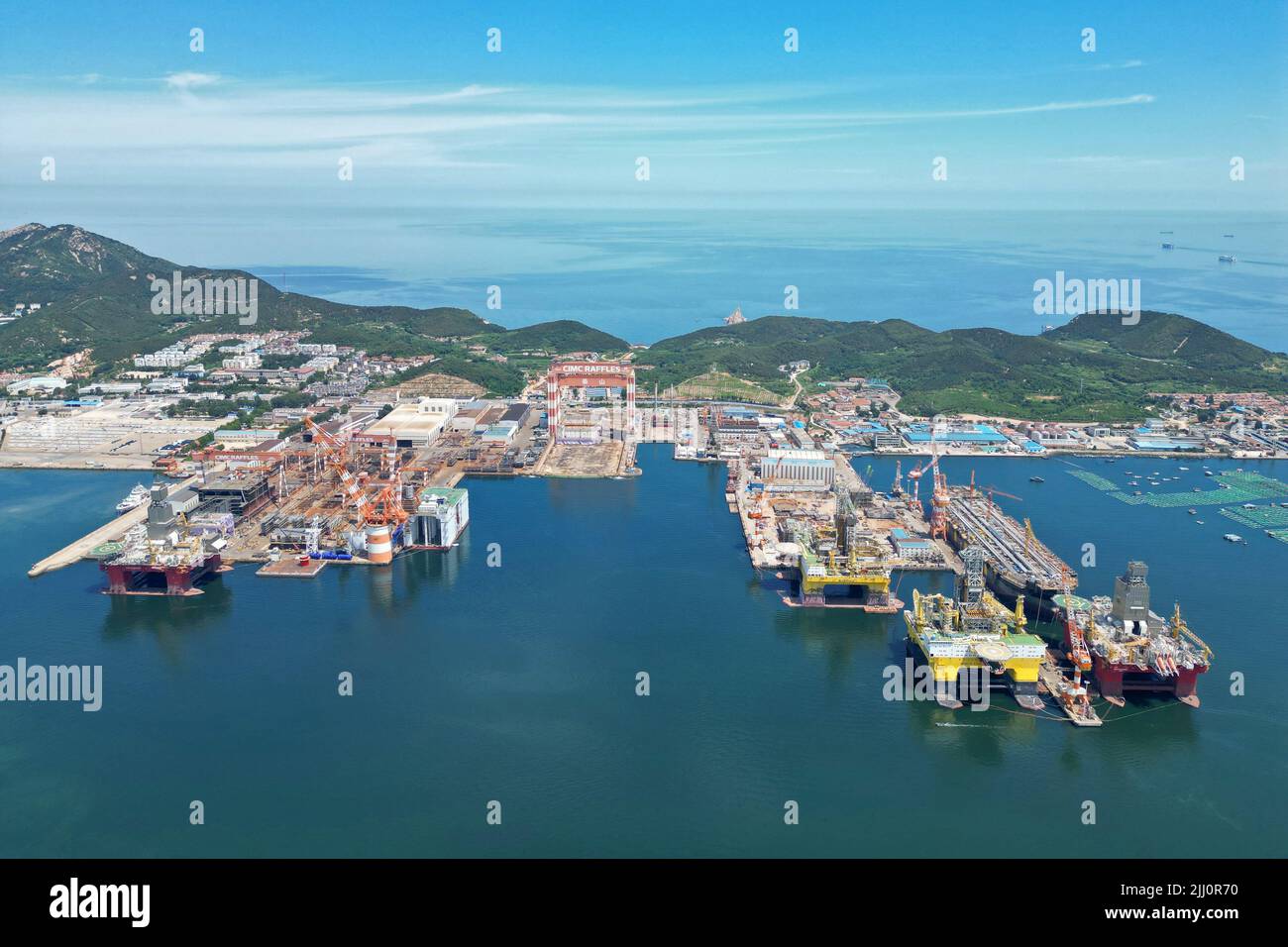 YANTAI, CHINA - JULY 21, 2022 - An aerial view of cimC Raffles ...
