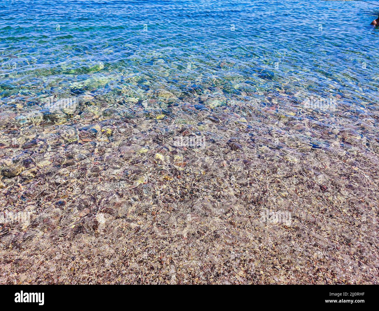 Rock and stones on the seashore on one of the beaches in Ras Shitan ...