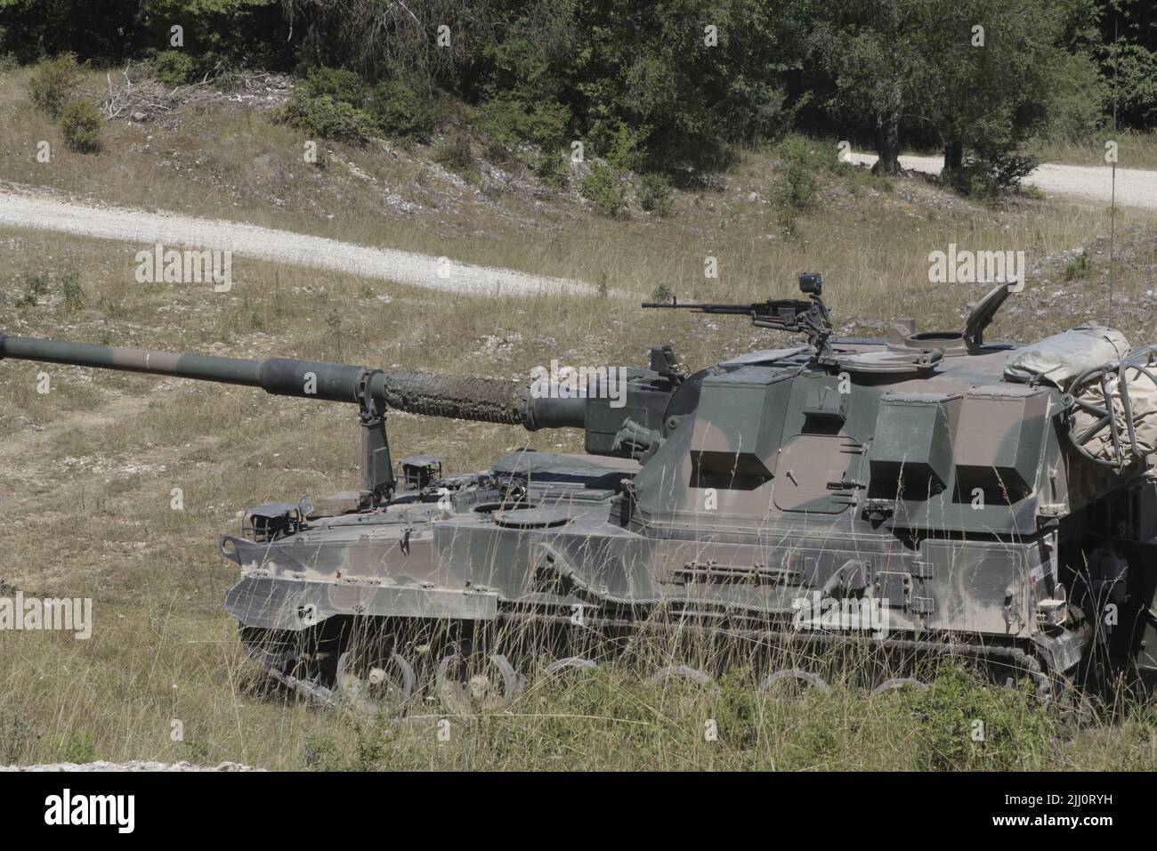 A Polish Armed Forces AHS Krab self-propelled tracked gun-howitzer ...