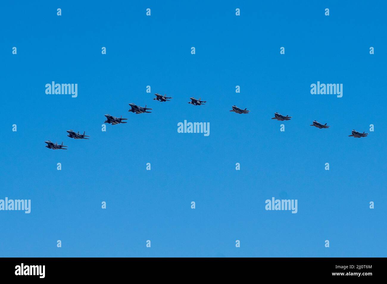 From left, U.S. Air Force F-15E Strike Eagles assigned to the 494th ...