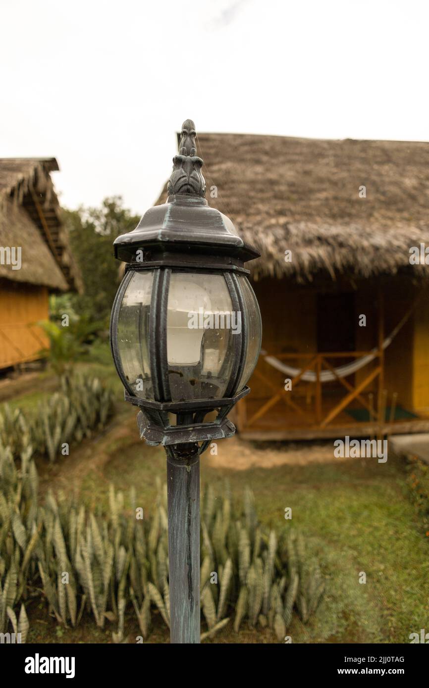 old lamp on the outside of cabins, object and architecture details ...