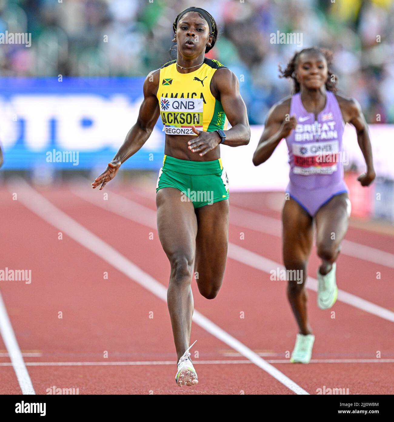 EUGENE, UNITED STATES - JULY 21: Shericka Jackson of Jamaica competing ...
