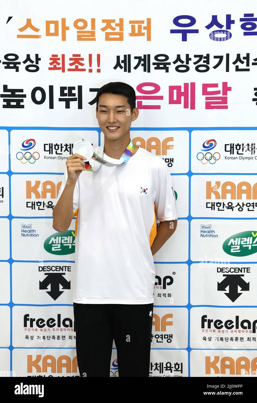 22nd July, 2022. South Korean high jumper Woo Sang-hyeok South Korean ...