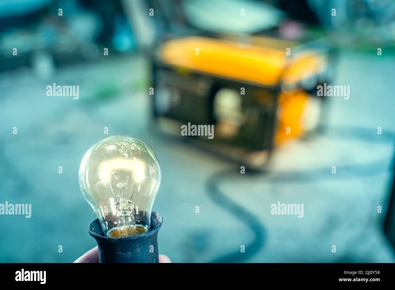 The light bulb is powered by electricity produced by a gas generator ...