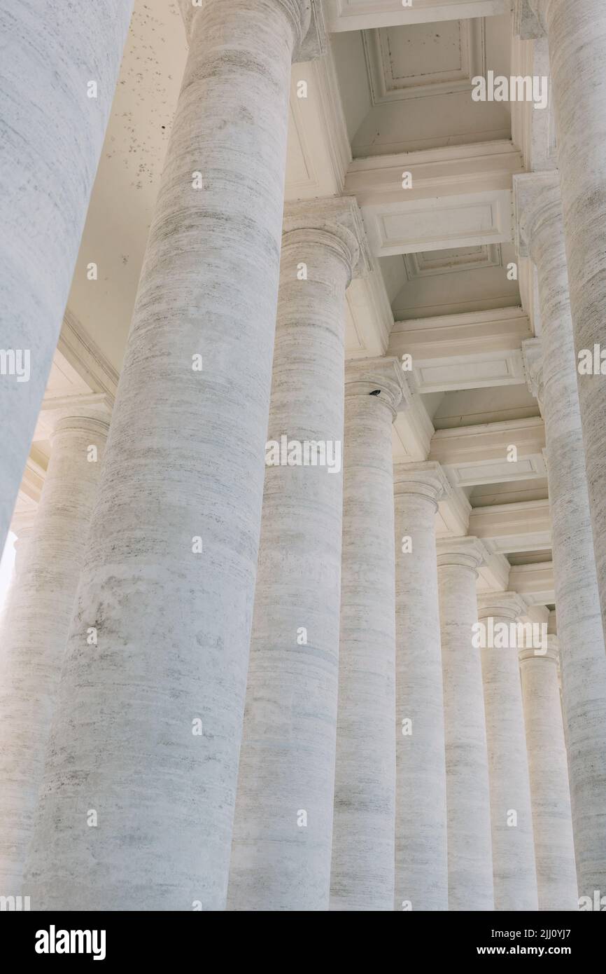 Large, white marble columns at St. Peter's Basilica in Rome Stock Photo ...