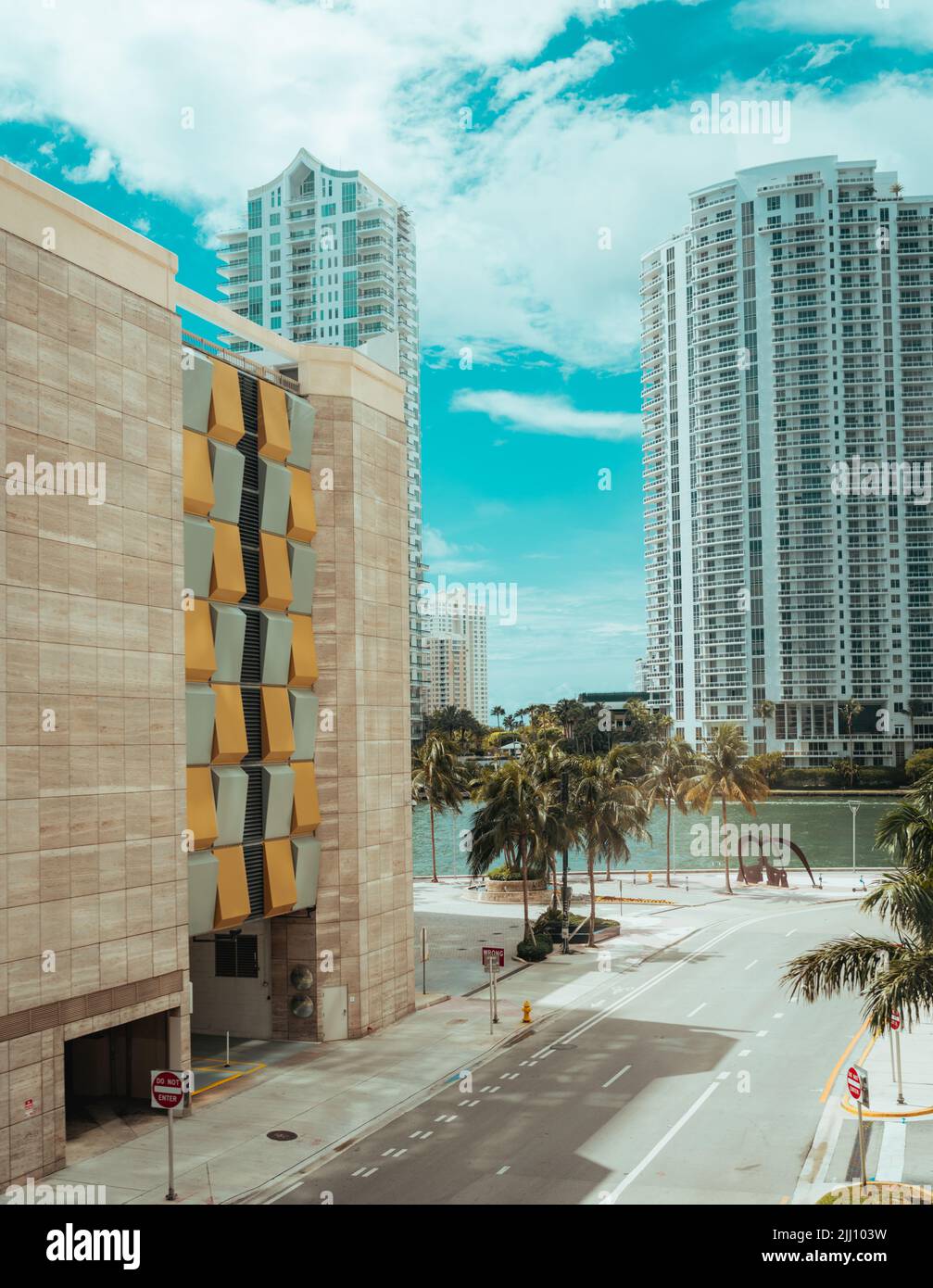 skyscrapers views river palms miami florida Brickell downtown Stock ...
