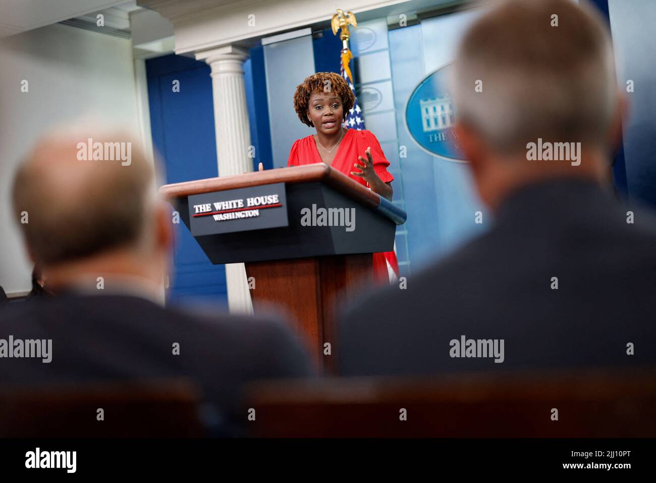 Karine Jean-Pierre, White House press secretary, speaks during a news ...