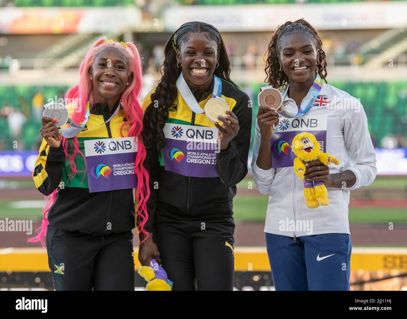 Eugene, USA. 21st July, 2022. Dina Asher-Smith (GB&NI) Bronze, Shericka ...