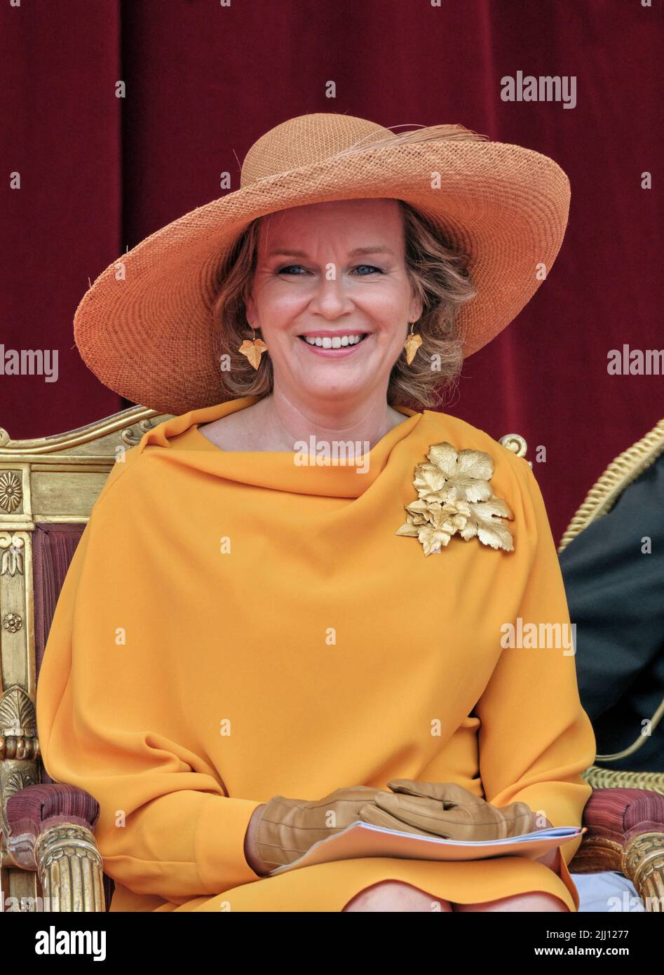 Queen Mathilde of Belgium attends a parade marking the Belgian National ...
