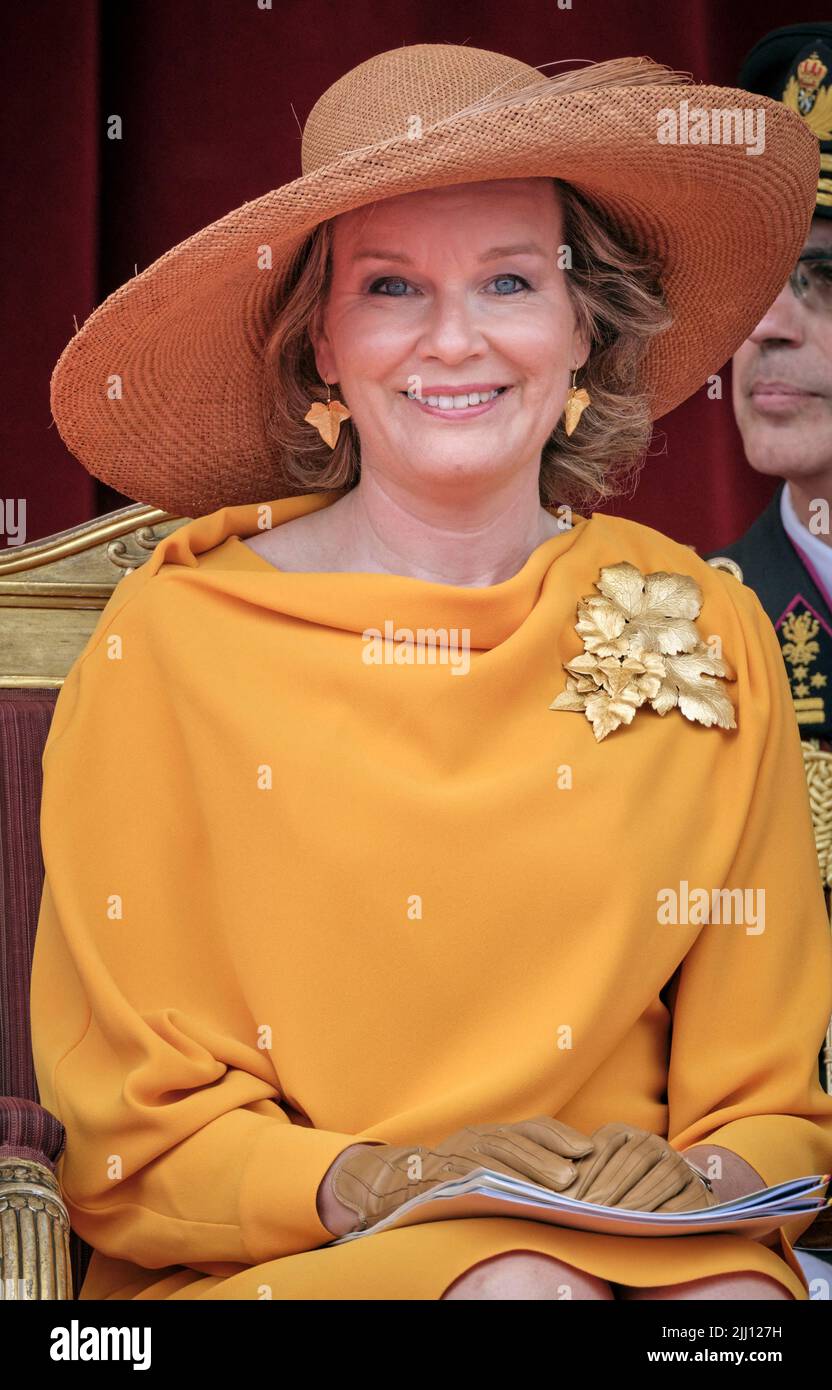 Queen Mathilde of Belgium attends a parade marking the Belgian National ...