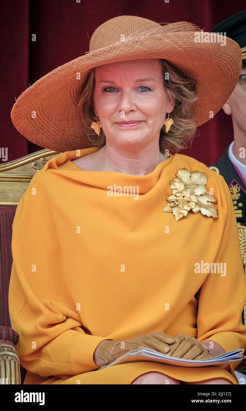 Queen Mathilde of Belgium attends a parade marking the Belgian National ...