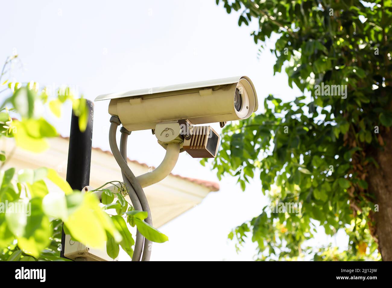 CCTV cameras installed outside the building safety protection concept ...