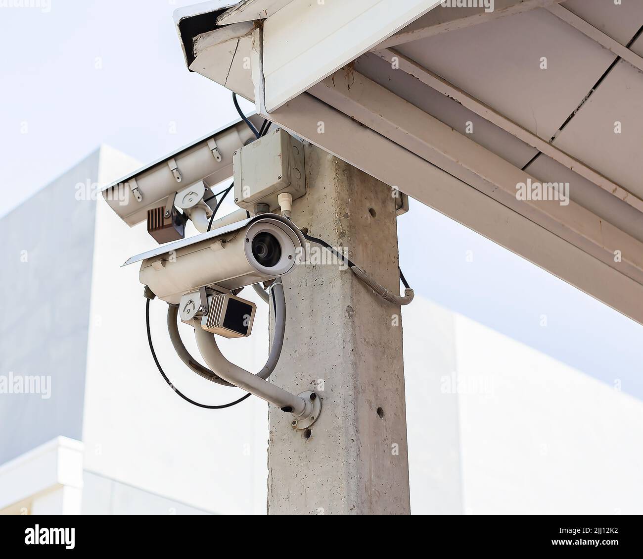 CCTV cameras installed outside the building safety protection concept ...