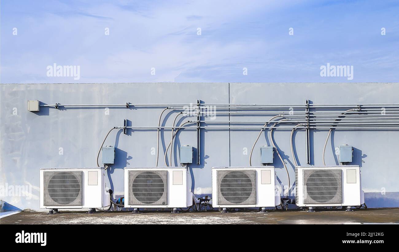 air condition outdoor unit compressor install outside the building ...