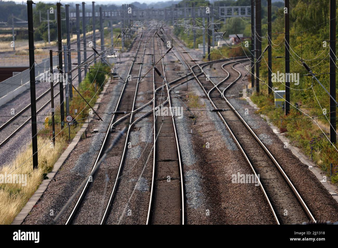 Train tracks on the East Coast Main Line. The hot weather has led to ...
