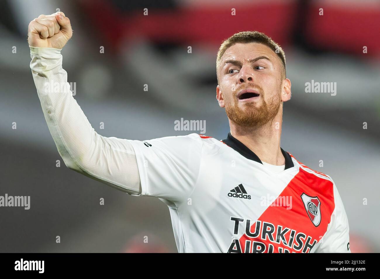 Lucas Beltran of River Plate celebrates after scoring a goal during a ...