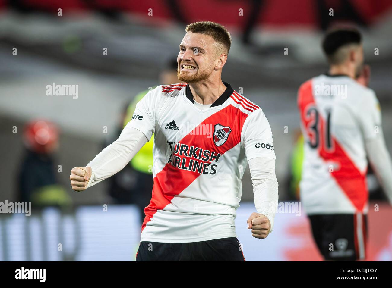 Lucas Beltran of River Plate celebrates after scoring a goal during a ...