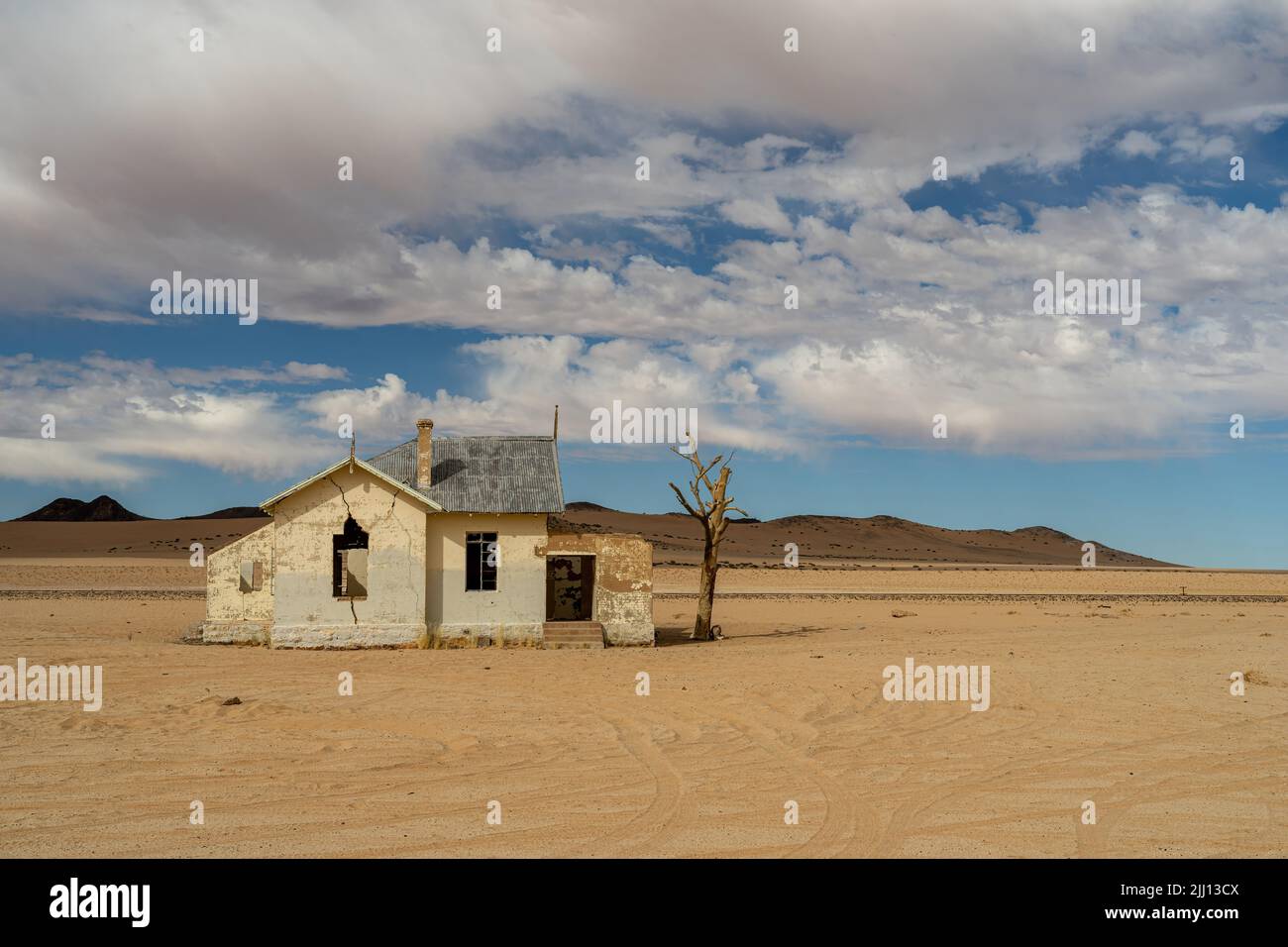 An old and abandoned building in Namibia in the Namib Desert near Garub ...