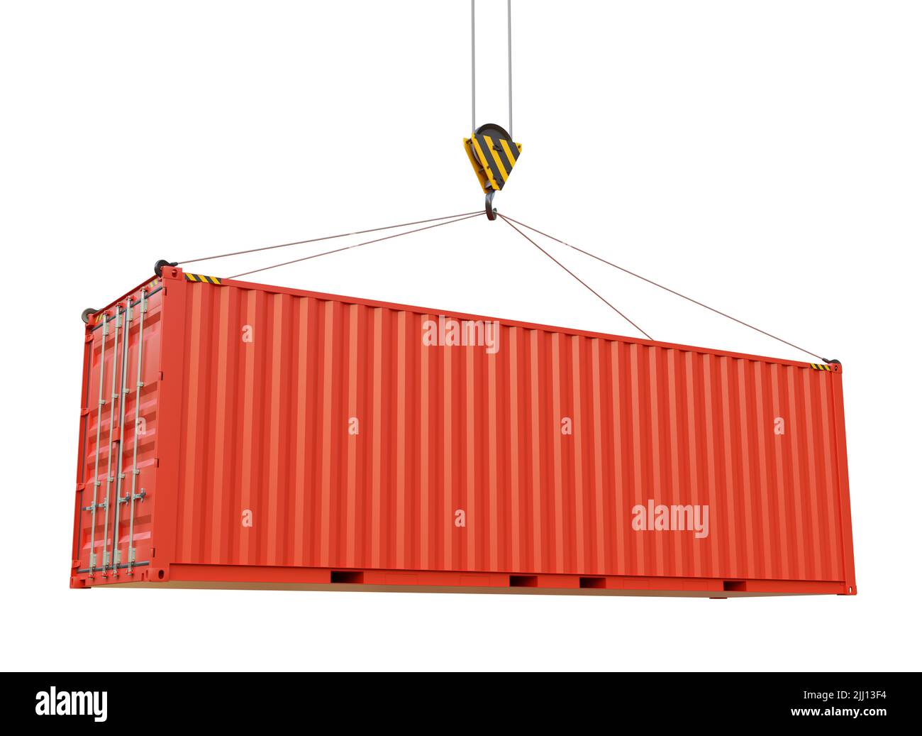 Metal freight shipping containers on the hooks Stock Photo - Alamy