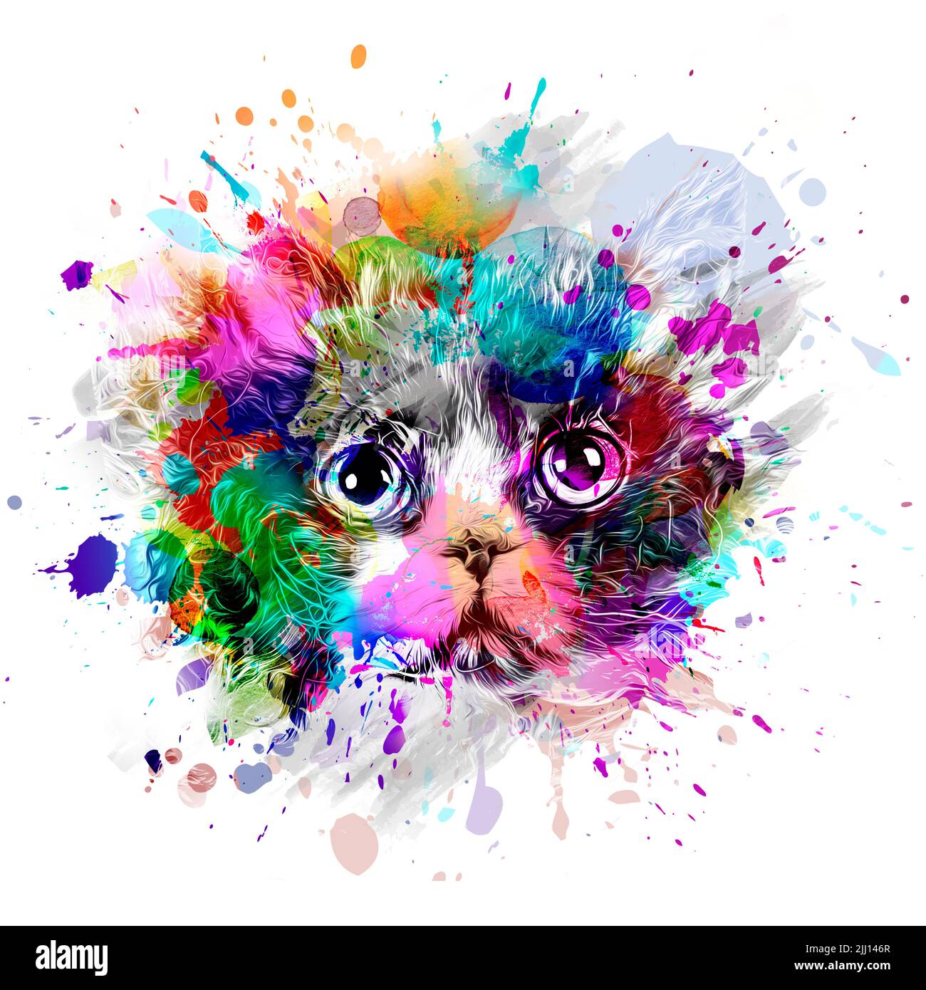 abstract colorful cat muzzle illustration, graphic design concept color ...