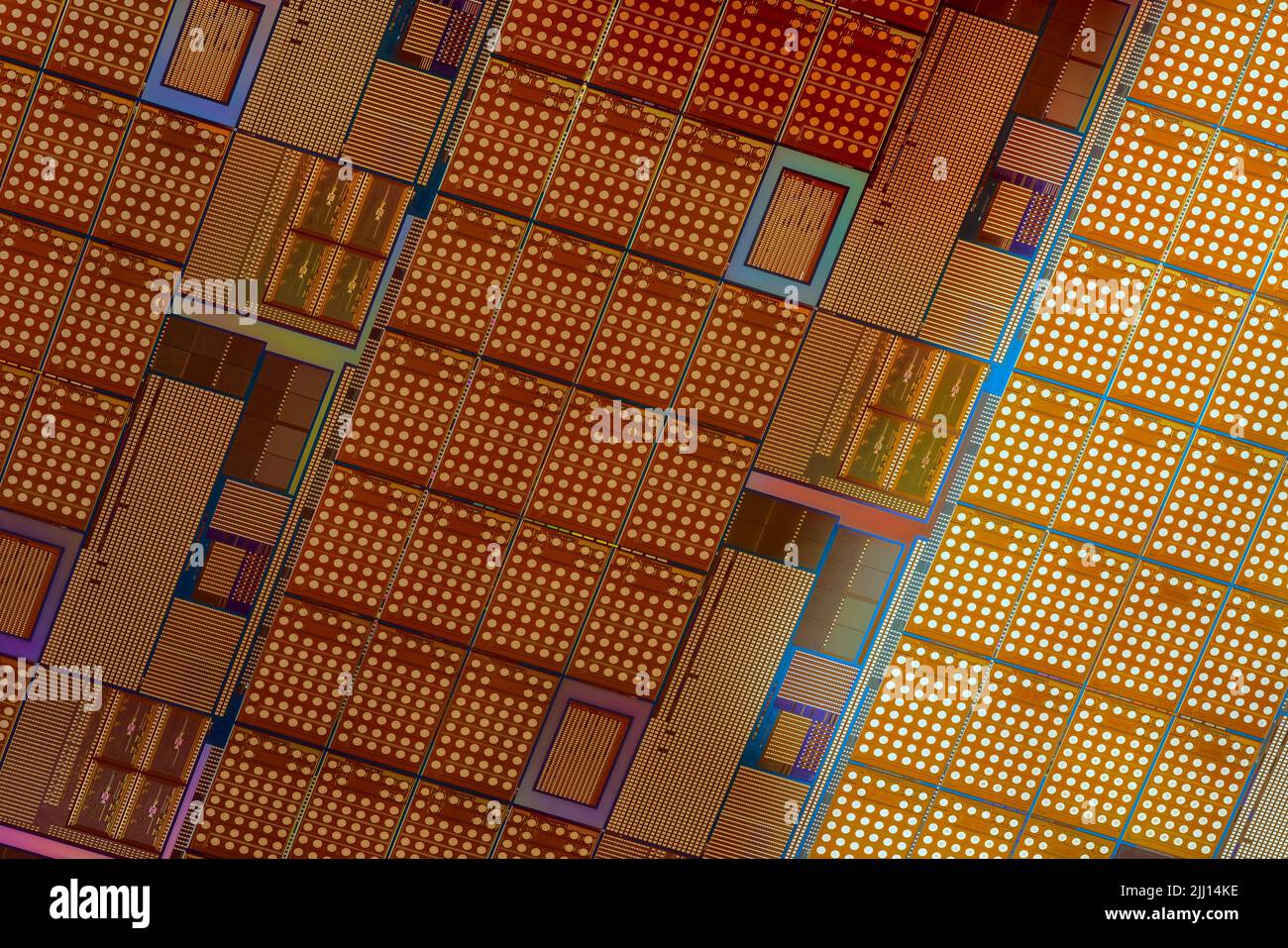 Silicon wafer with microchips used in electronics for the fabrication ...