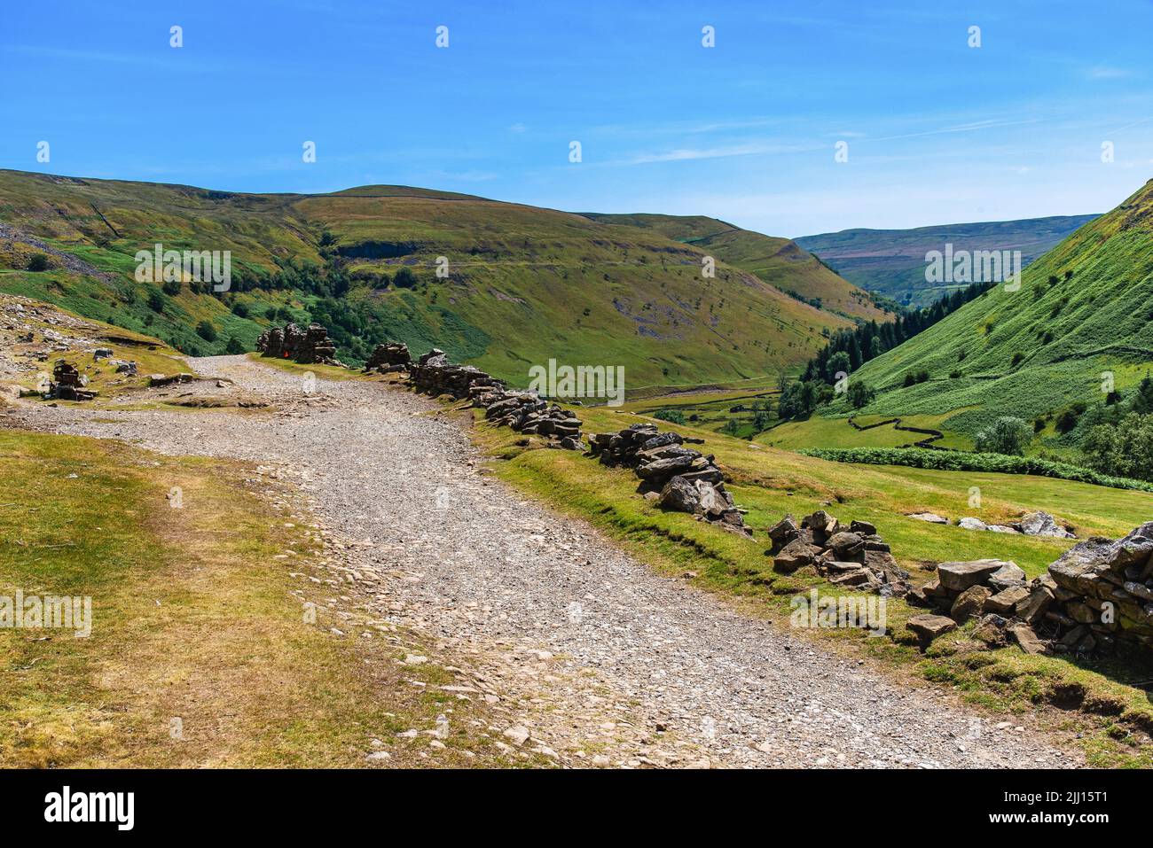 Blue sky and view up Swaledale Stock Photo - Alamy