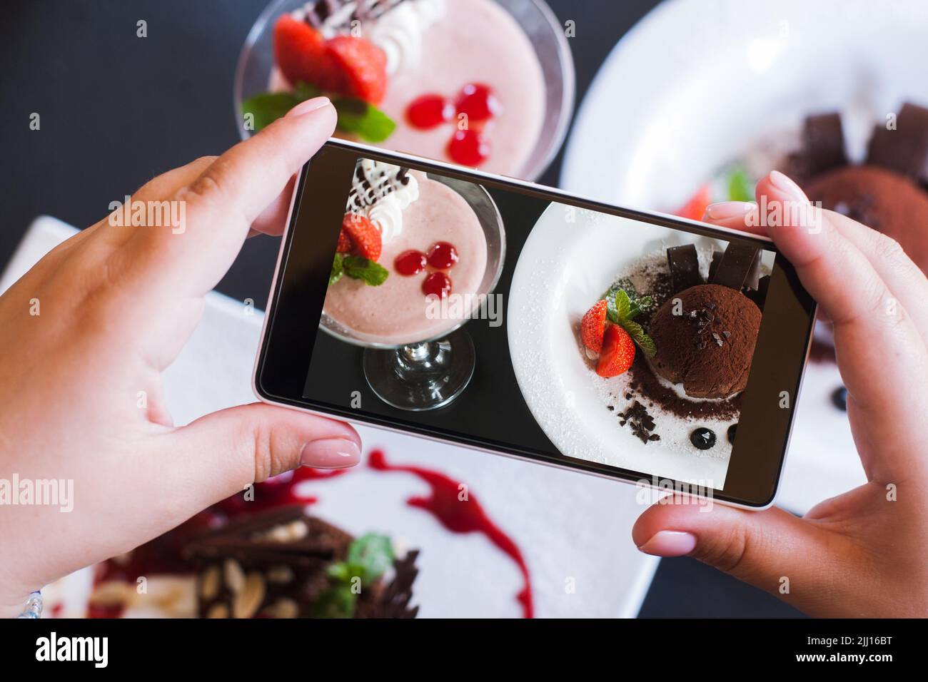 Food photography of sweet desserts by smartphone Stock Photo - Alamy