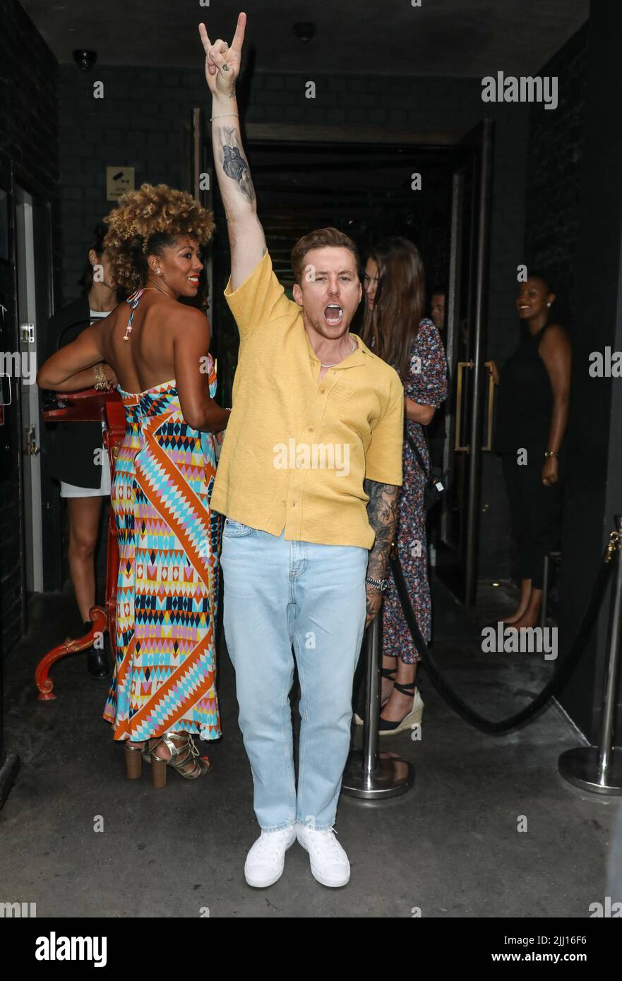 Danny Jones seen attending the ITV Summer Party 2022 at The Mandrake in ...