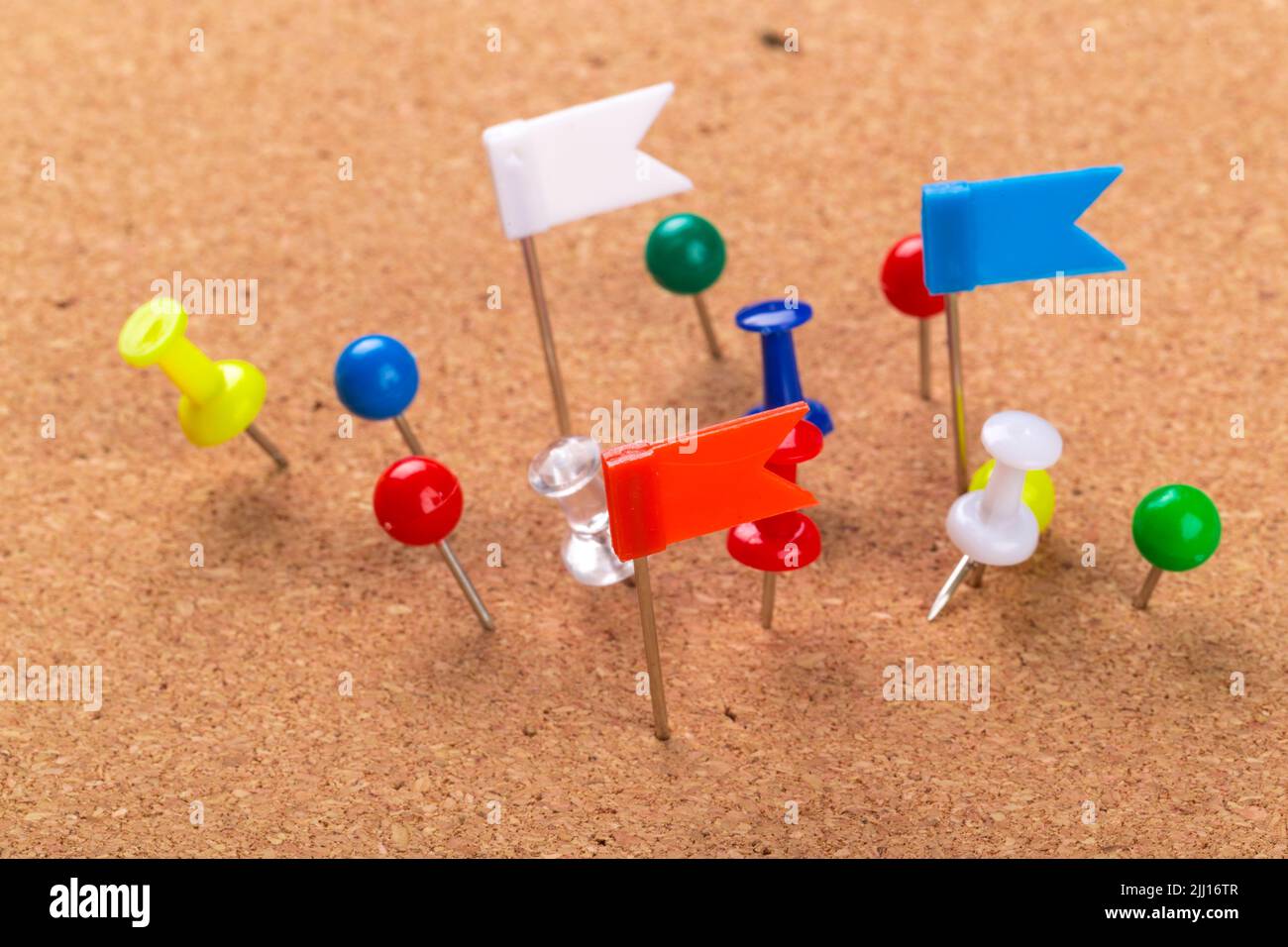 Pin board texture for background and colorful pins Stock Photo - Alamy