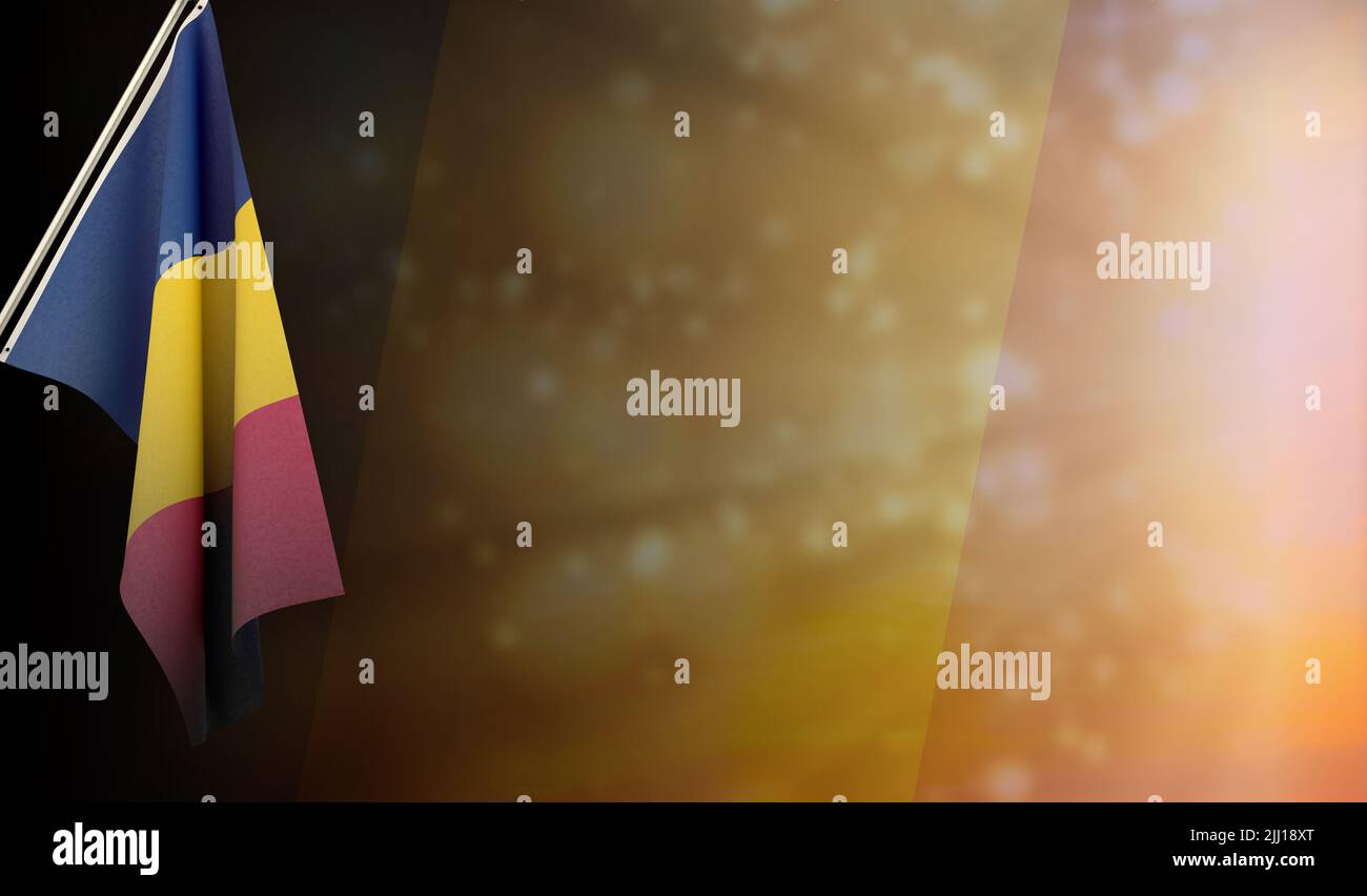 Chad flag with shiny flag backgorund. use for national day and country ...