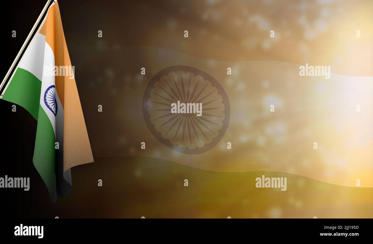 India flag with shiny flag backgorund. use for national day and country ...