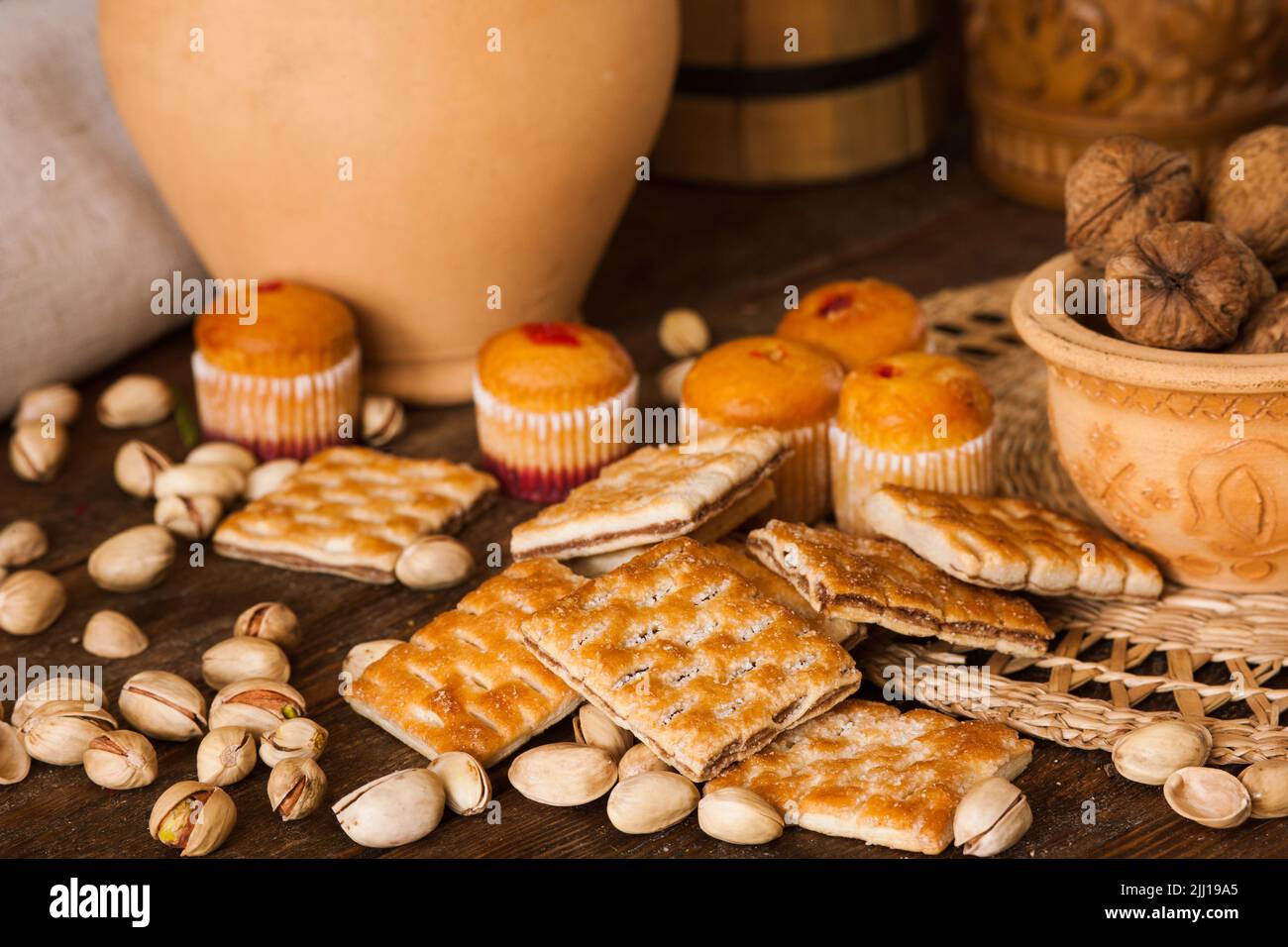 Food composition of pastry products Stock Photo - Alamy