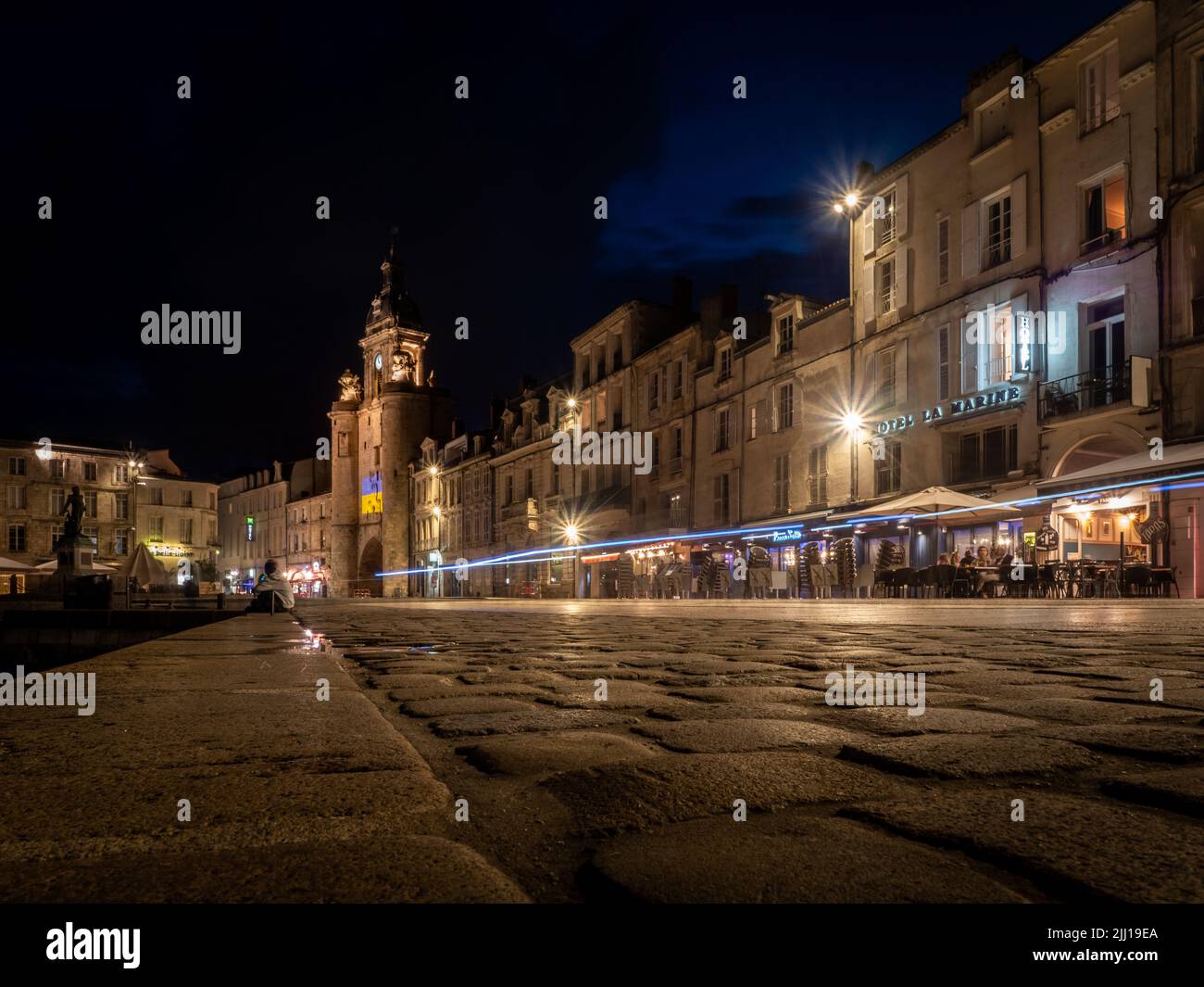 La Rochelle, France, July 2022. Night photo of the old town of La ...