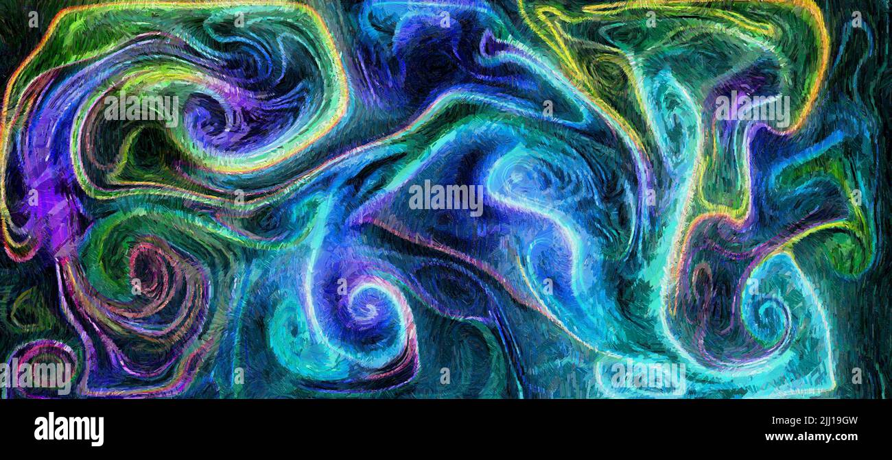 Digital render painterly styled patterns and smooth flowing lines and ...