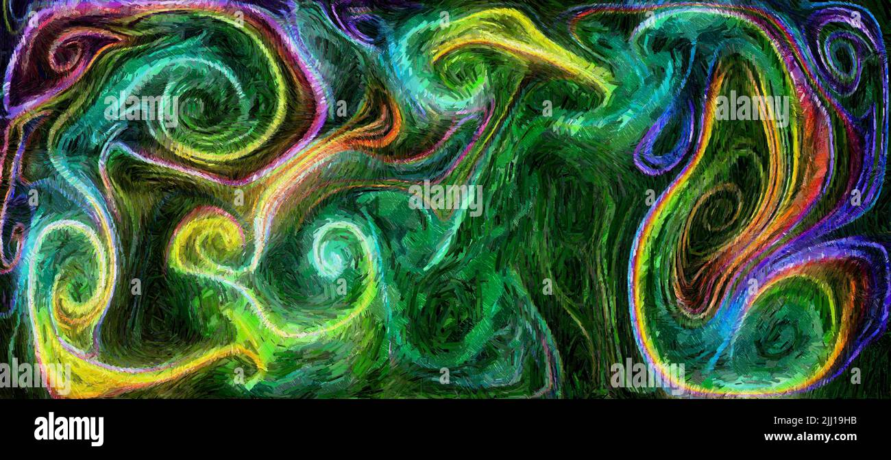 Digital render painterly styled patterns and smooth flowing lines and ...